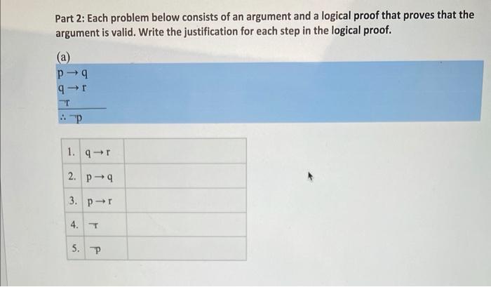 Solved Part 2: Each problem below consists of an argument | Chegg.com