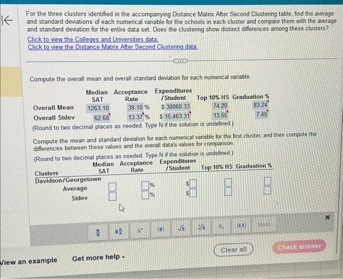 For the three clusters identified in the accompanying | Chegg.com