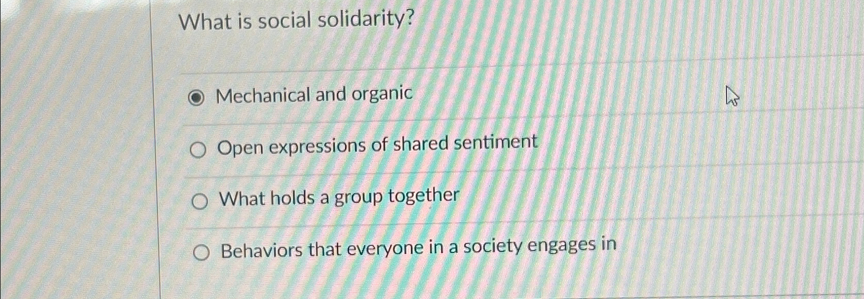 Solved What is social solidarity?Mechanical and organicOpen | Chegg.com