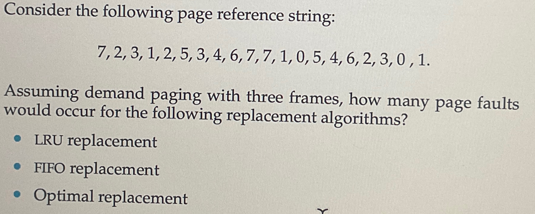 Consider the following page reference | Chegg.com