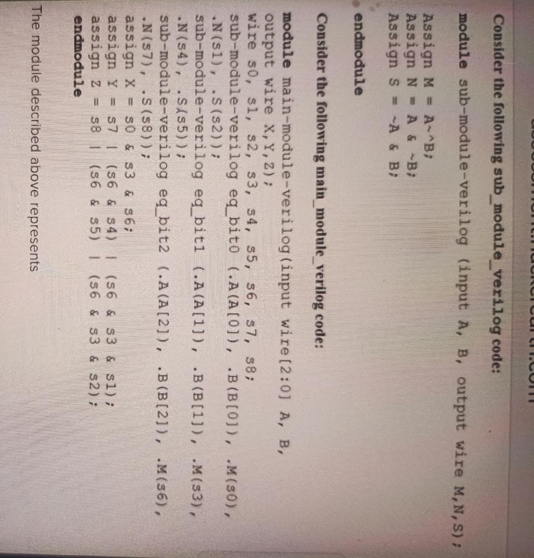 Solved Consider the following sub_module_ver 110g | Chegg.com