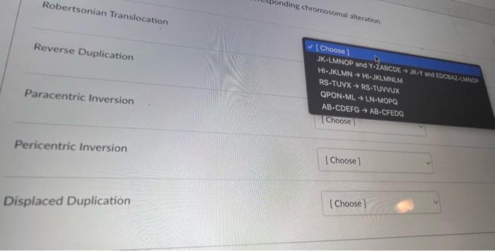 Solved Robertsonian Translocation Reverse Duplication | Chegg.com