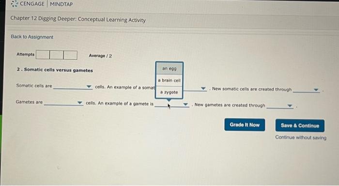 Solved Back to Assignment Attempts Average/2 2. Somatic cell | Chegg.com