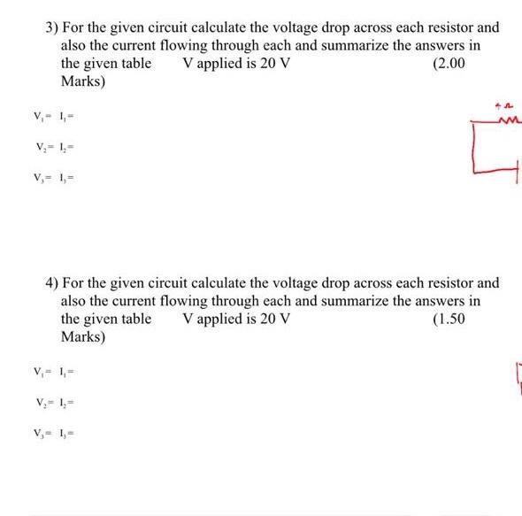 Solved 3) For the given circuit calculate the voltage drop | Chegg.com