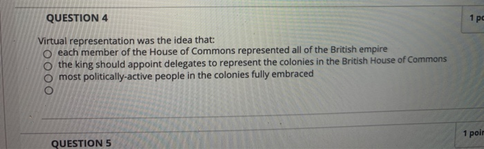 Solved QUESTION 4 1 pc Virtual representation was the idea | Chegg.com
