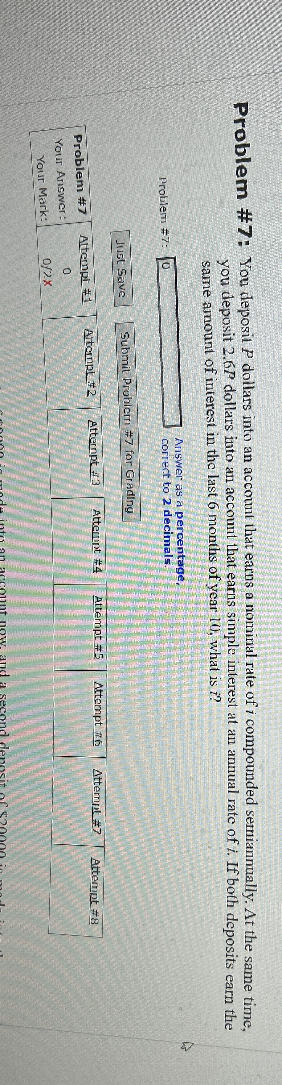 Solved Problem #7: You deposit P ﻿dollars into an account | Chegg.com