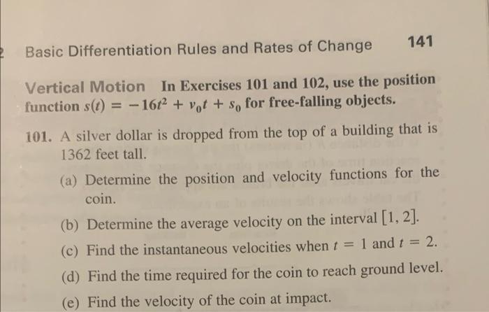 Solved 141 Basic Differentiation Rules and Rates of Change | Chegg.com