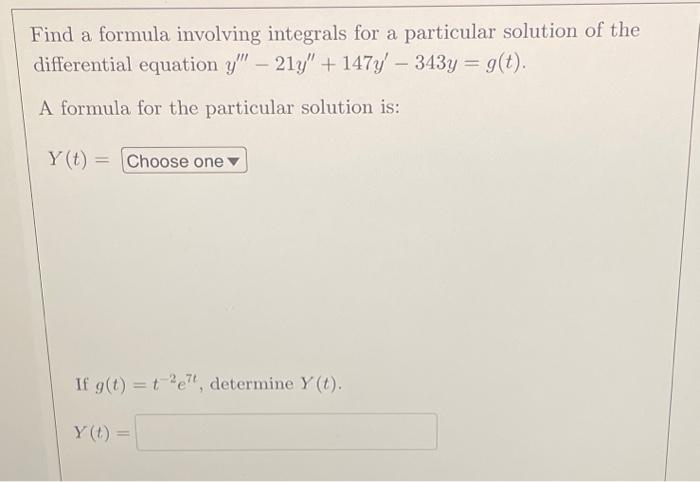 Solved Find a formula involving integrals for a particular | Chegg.com