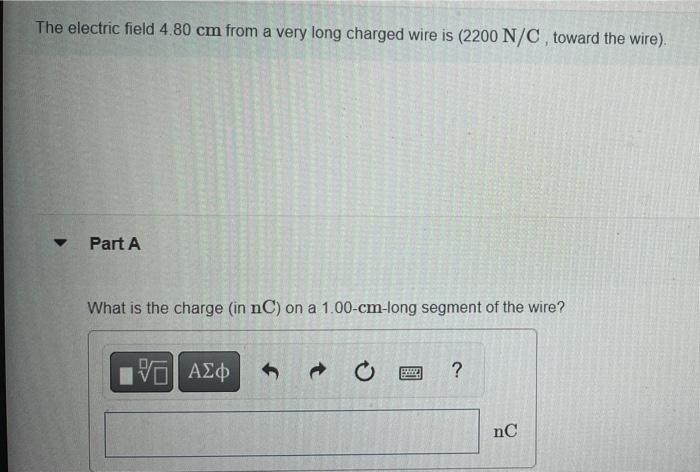 Solved The electric field 4.80 cm from a very long charged | Chegg.com