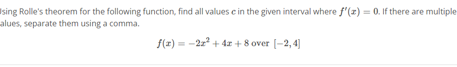 Solved Ising Rolle's theorem for the following function, | Chegg.com