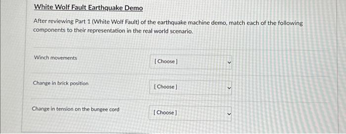 Solved White Wolf Fault Earthquake Demo After reviewing Part | Chegg.com
