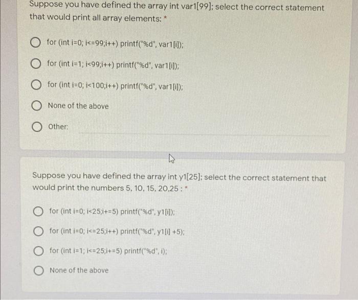 Solved Suppose you have defined the array int var1[99]; | Chegg.com