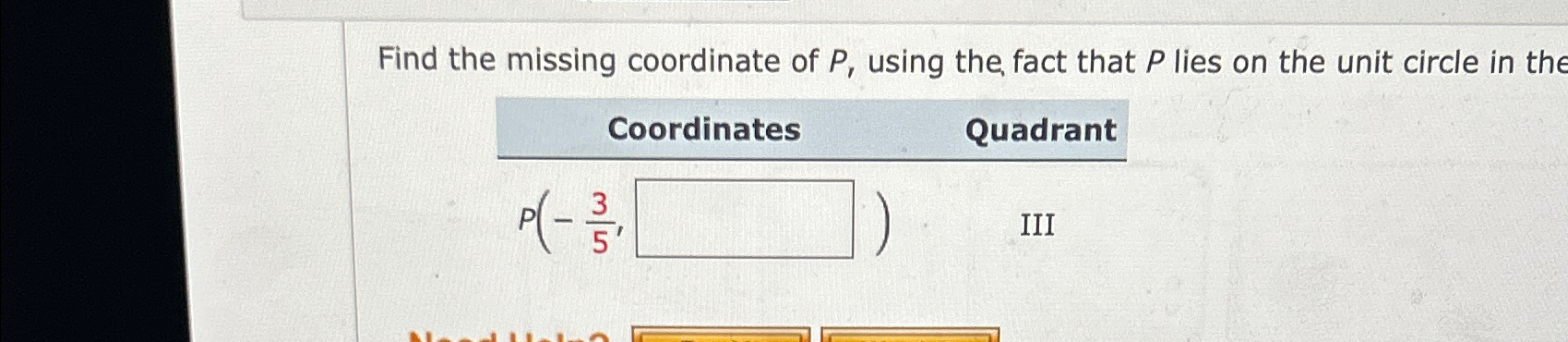 Solved Find the missing coordinate of P, ﻿using the fact | Chegg.com