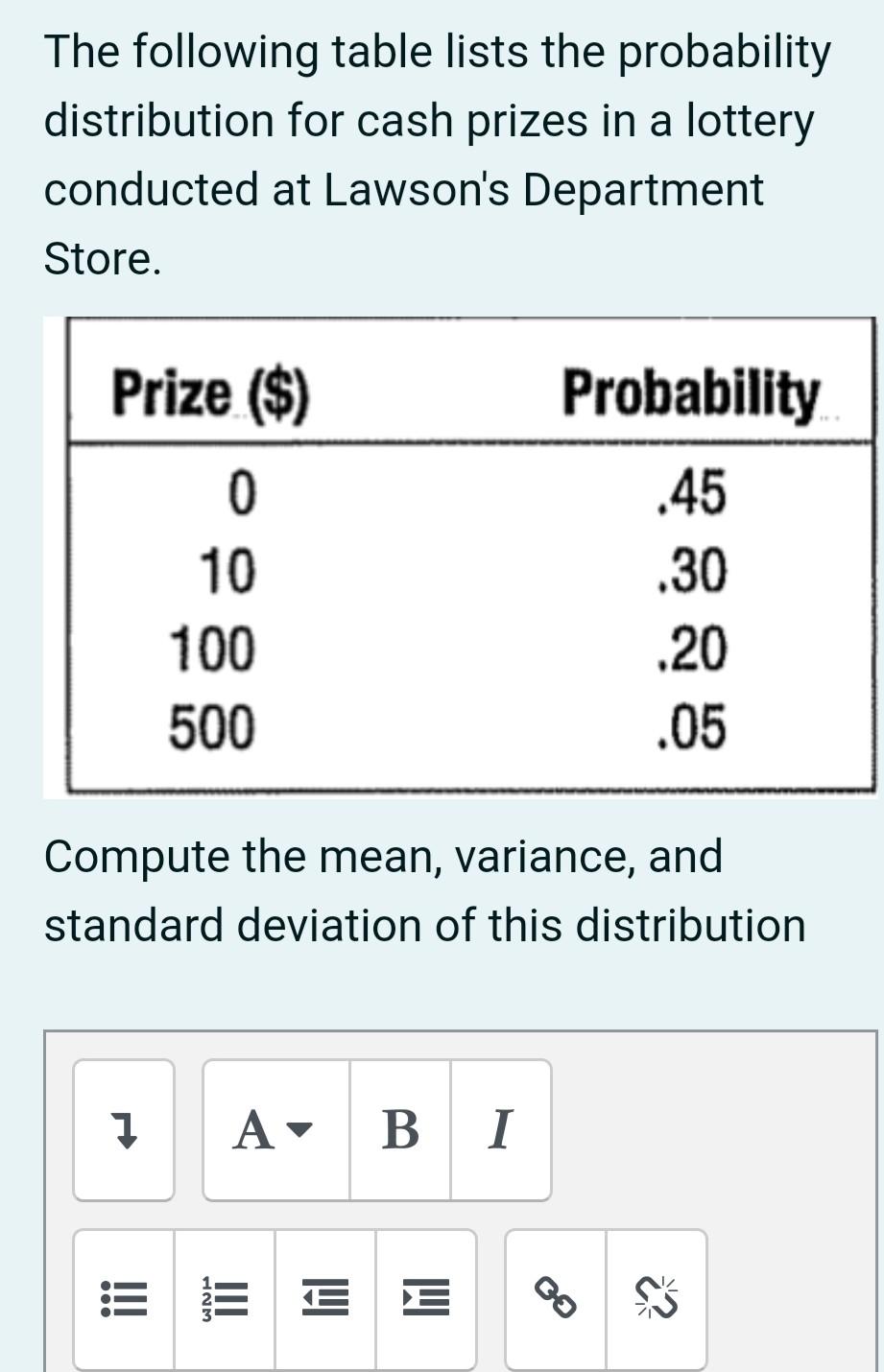 Solved The following table lists the probability | Chegg.com