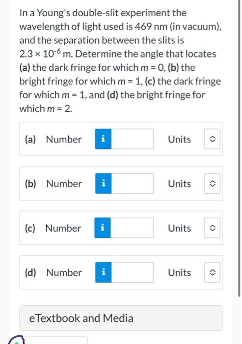 Solved In a Young's double-slit experiment the wavelength of | Chegg.com