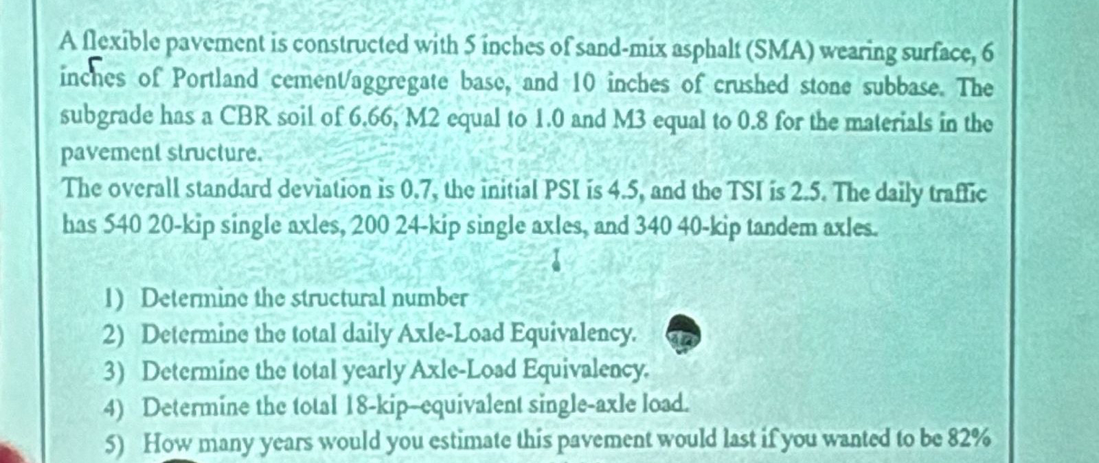 Solved A flexible pavement is constructed with 5 ﻿inches of | Chegg.com