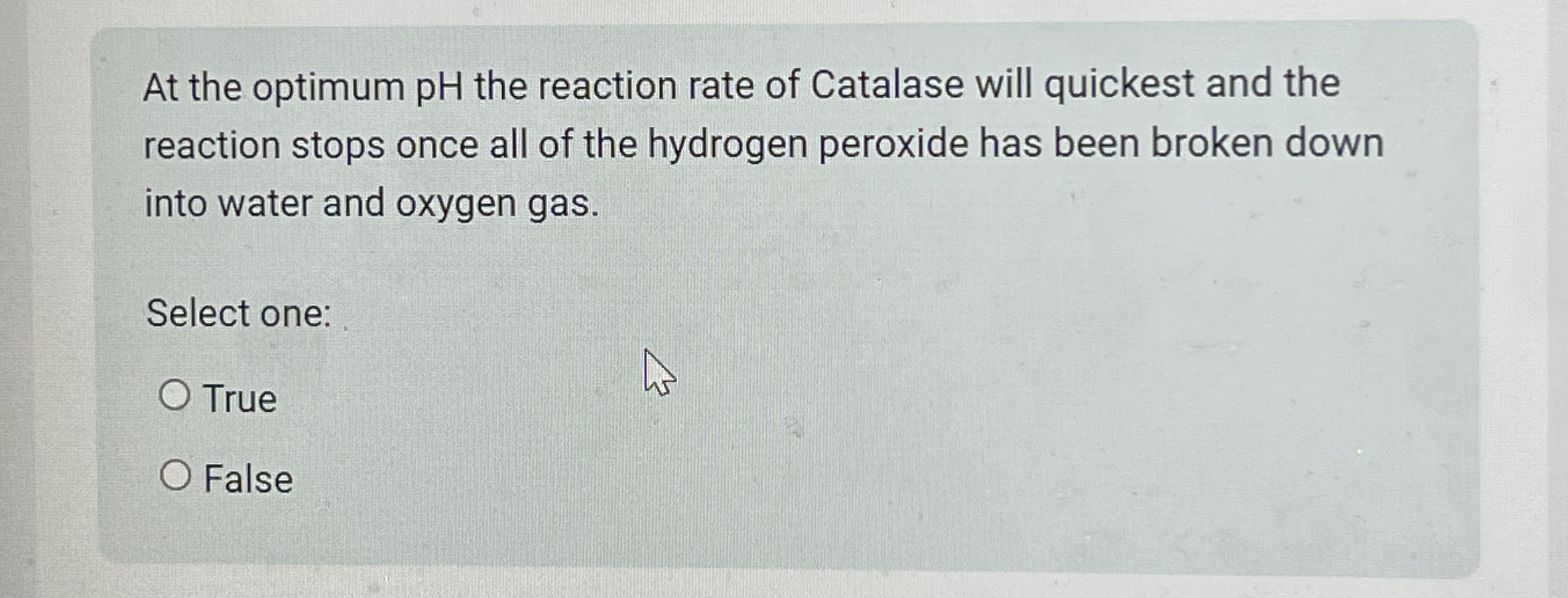Solved At the optimum pH ﻿the reaction rate of Catalase will | Chegg.com
