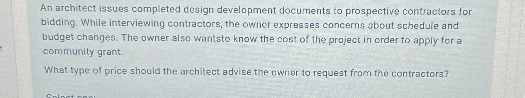 An architect issues completed design development | Chegg.com