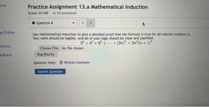 Solved Practice Assignment 13.a Mathematical Induction | Chegg.com
