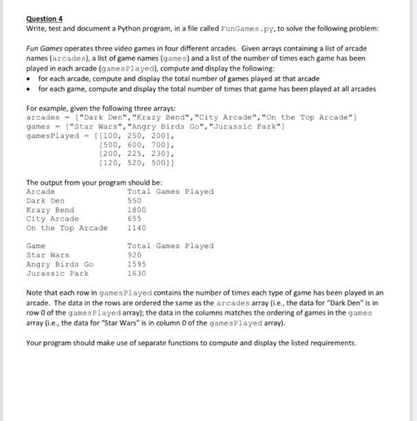 Solved Question 4 Write Test And Document A Python Program 8938