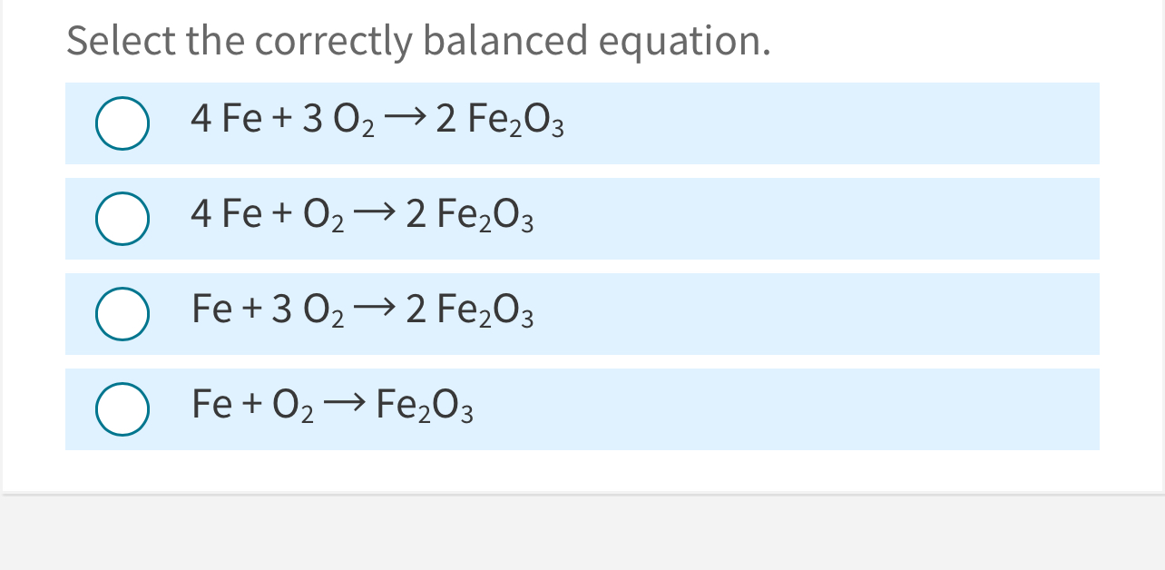 Solved Select the correctly balanced | Chegg.com