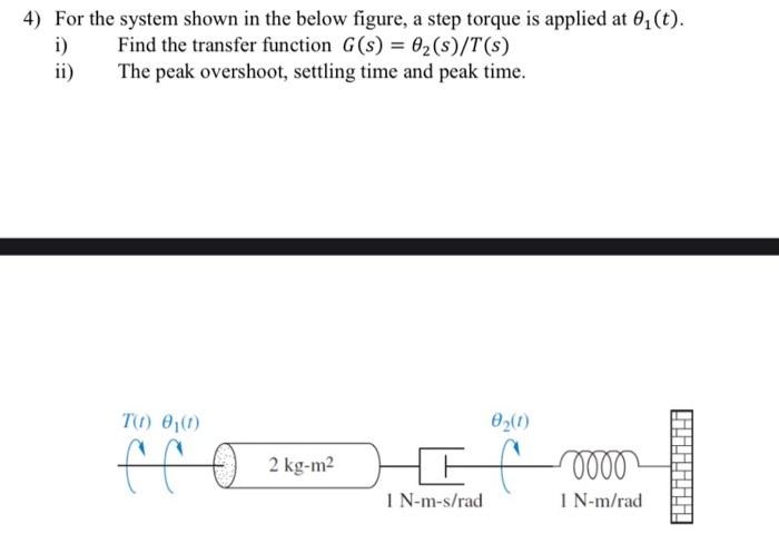 Solved 4) For the system shown in the below figure, a step | Chegg.com