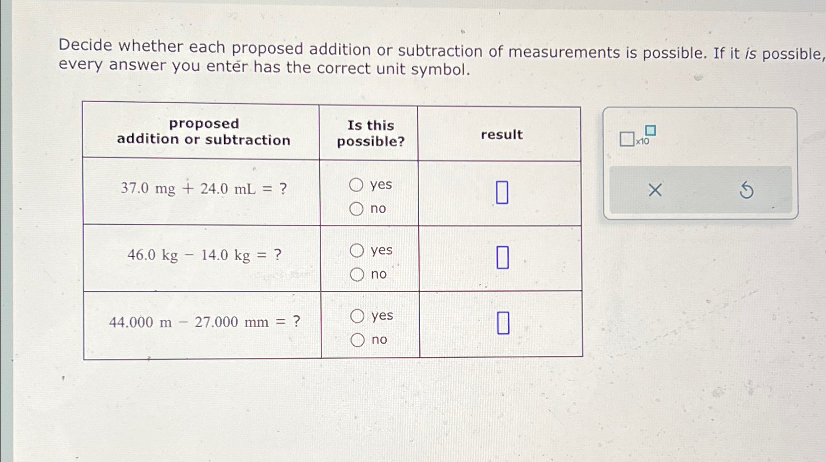 Decide whether each proposed addition or subtraction | Chegg.com