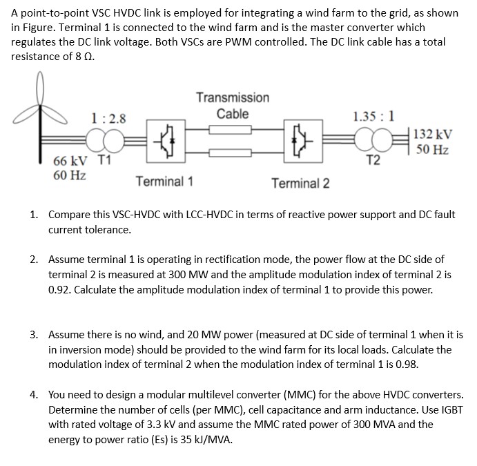 Solved A point-to-point VSC HVDC link is employed for | Chegg.com