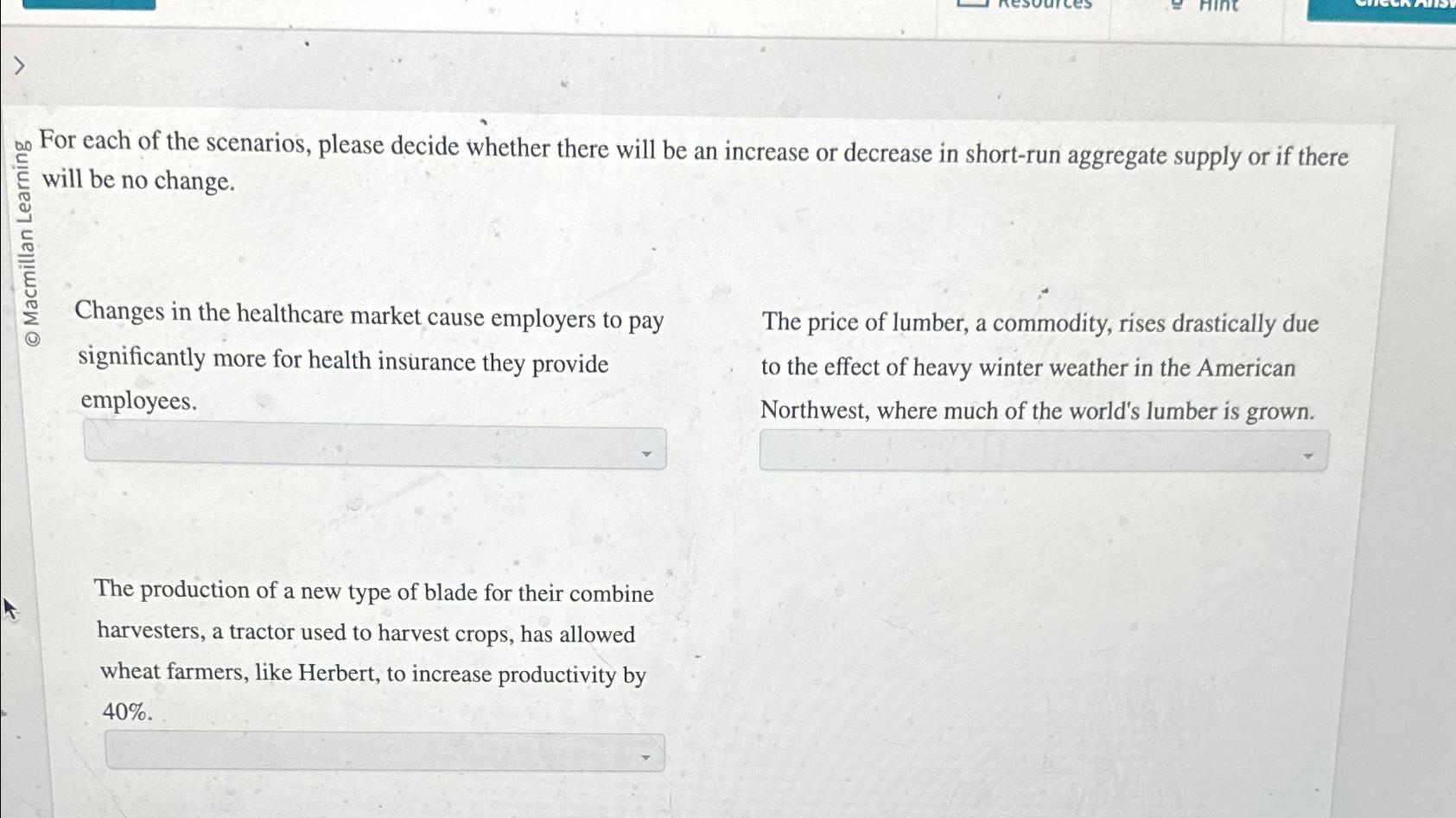 Solved For each of the scenarios, please decide whether | Chegg.com