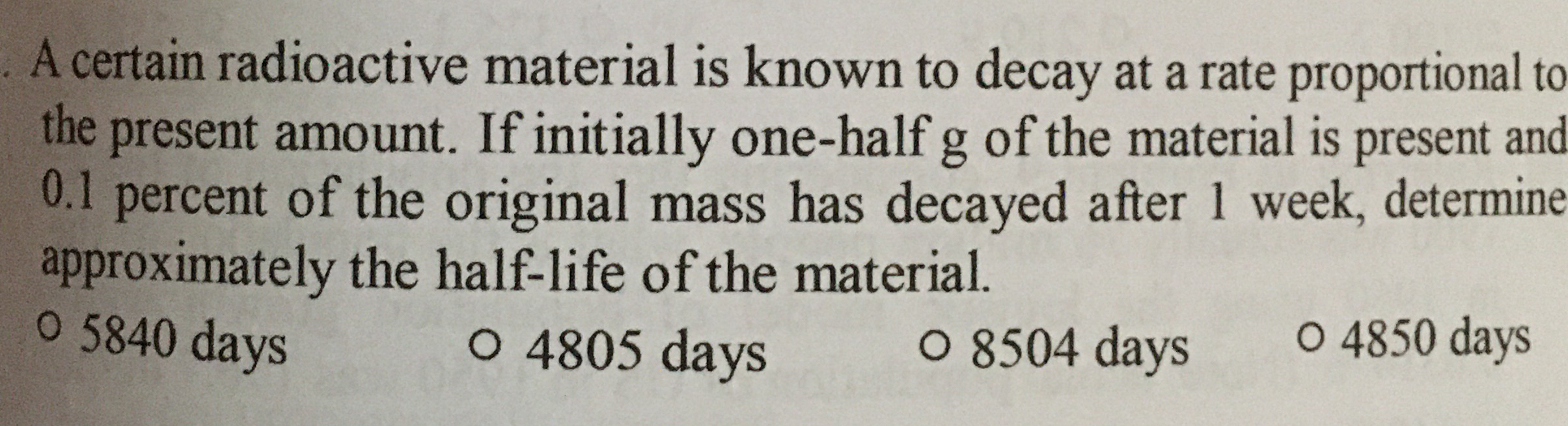 Solved Steps for A certain radioactive material is known to | Chegg.com