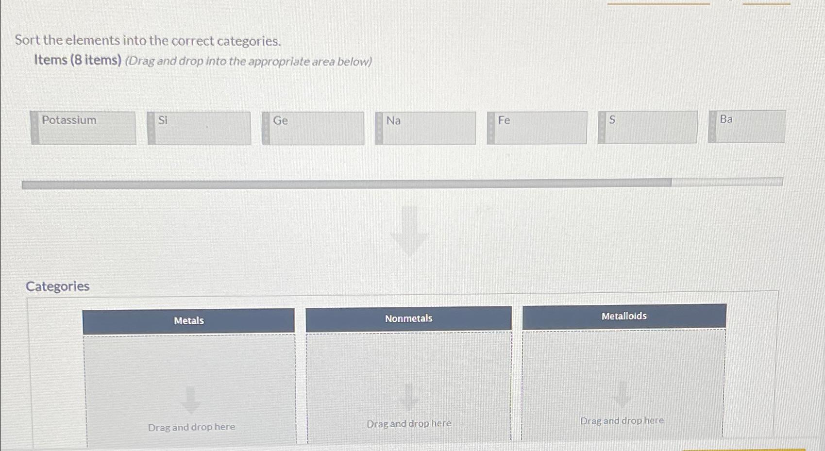 Solved Sort the elements into the correct categories.Items | Chegg.com