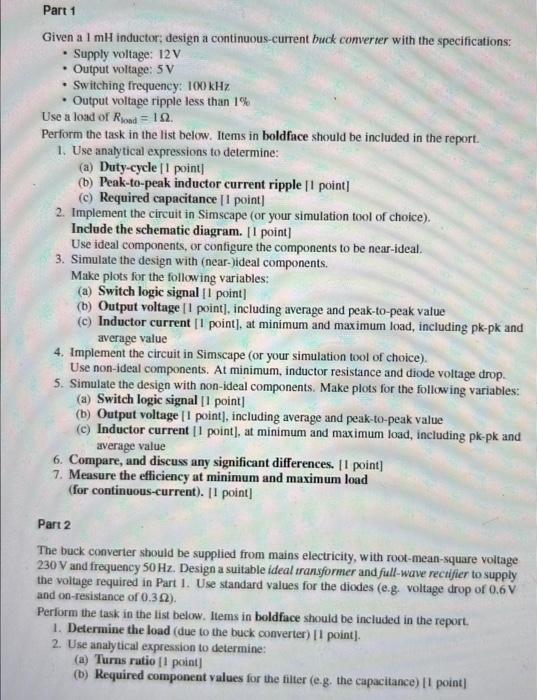 Solved Given a 1mH inductor; design a continuous-current | Chegg.com
