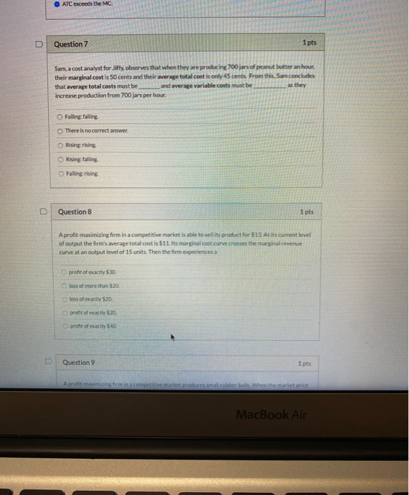 Solved ATC exceeds the MC Question 7 1 pts Sam, a cost | Chegg.com