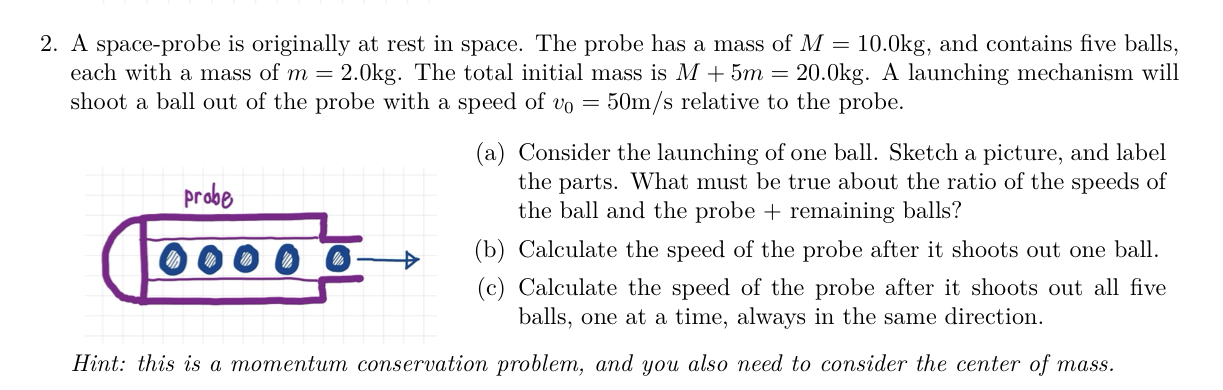 Solved A space-probe is originally at rest in space. The | Chegg.com