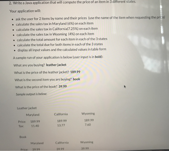 Solved 2. Write a Java application that will compute the | Chegg.com