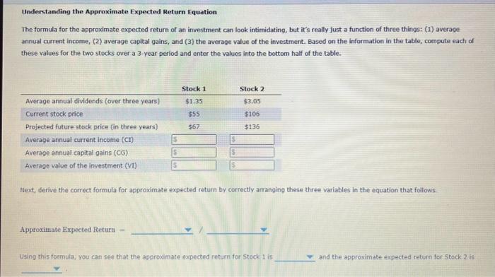 Solved Understanding the Approximate Expected Return | Chegg.com