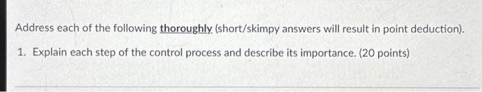 Solved Address each of the following thoroughly. | Chegg.com