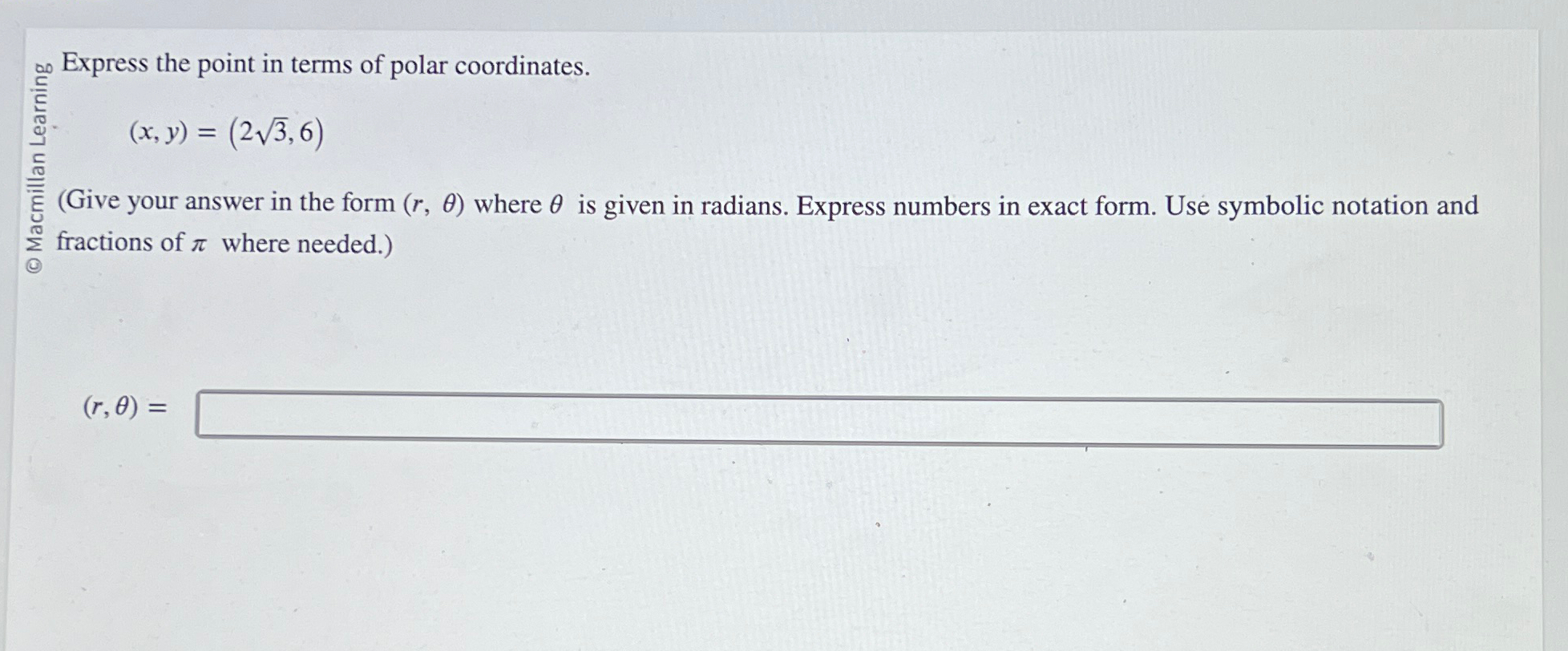 Solved Express the point in terms of polar | Chegg.com