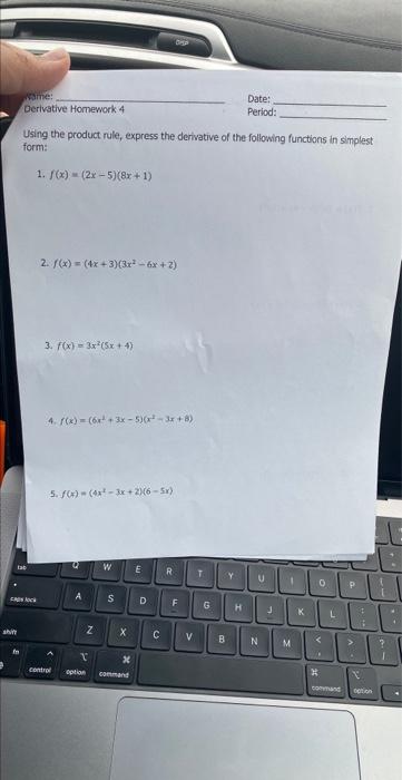 Solved Using the product rule, express the derivative of the | Chegg.com