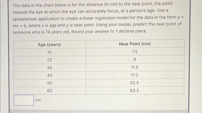 Solved The data in the chart below is for the distance (in | Chegg.com