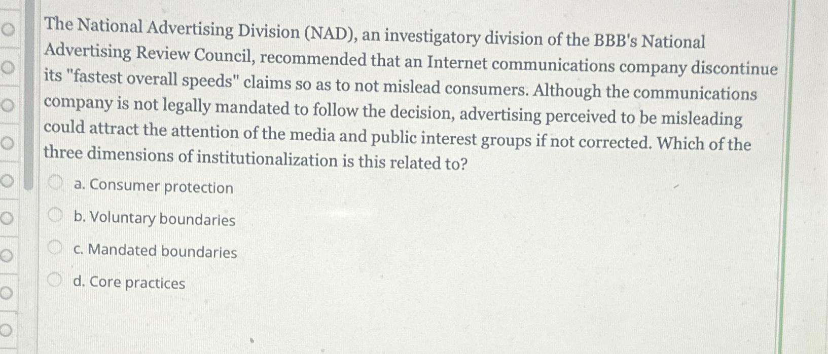 Solved The National Advertising Division (NAD), ﻿an | Chegg.com
