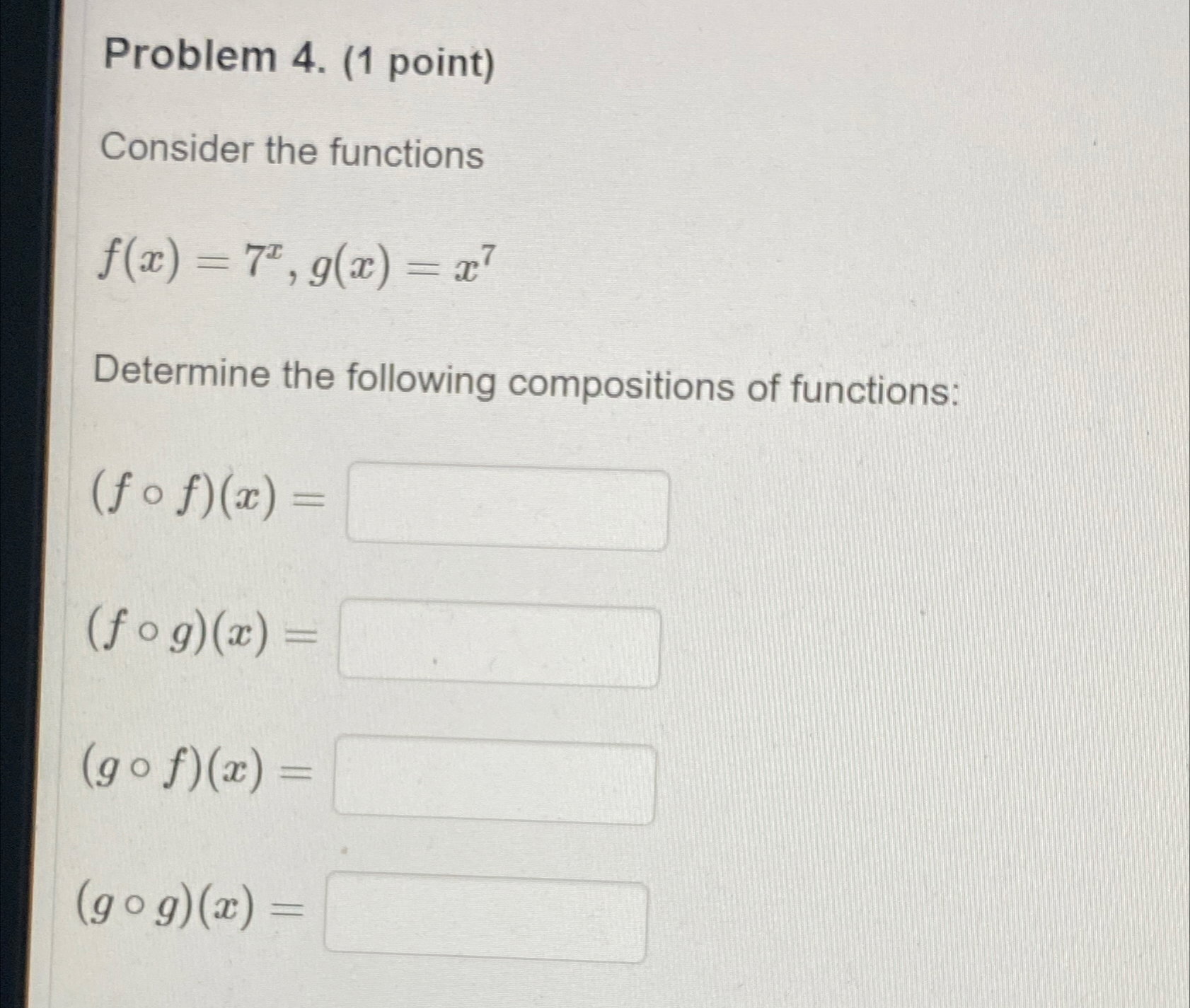 Solved Problem 4. (1 ﻿point)Consider the | Chegg.com