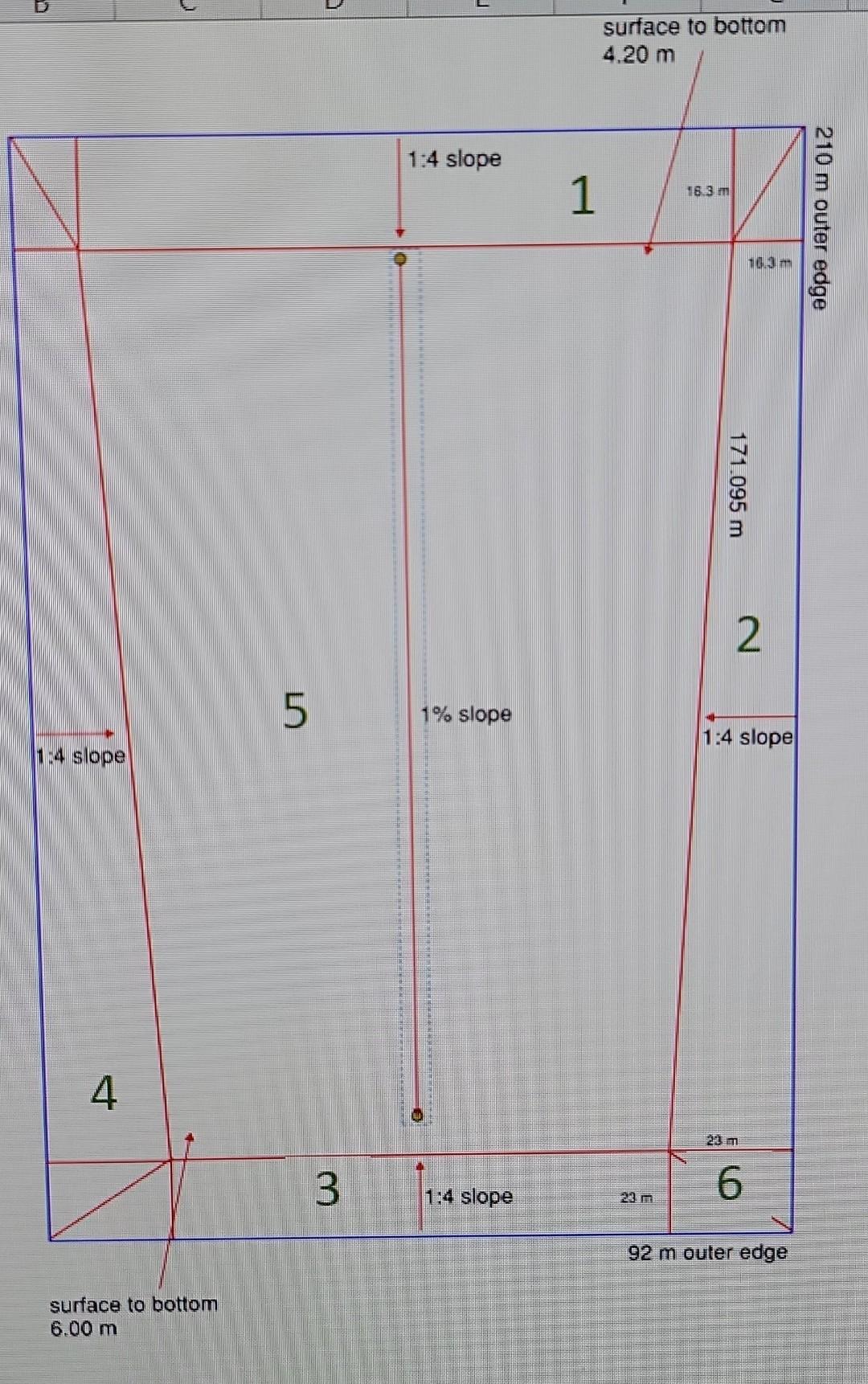 Solved Find the volume of this pond from 0 m-6 m depth in | Chegg.com