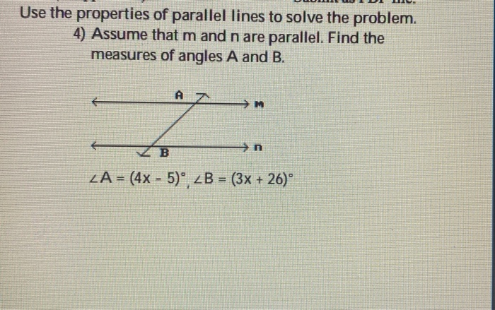 Solved Use the properties of parallel lines to solve the | Chegg.com