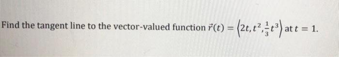 Solved Find the tangent line to the vector-valued function | Chegg.com