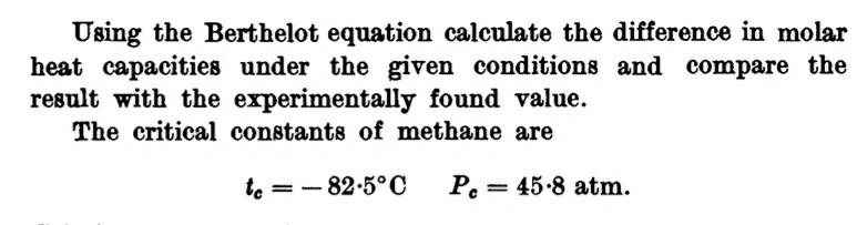 Solved Using the Berthelot equation calculate the difference | Chegg.com