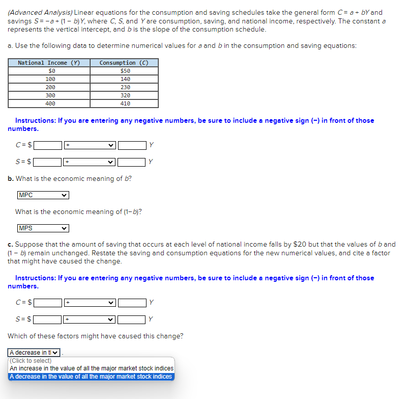 (Advanced Analysis) ﻿Linear equations for the | Chegg.com