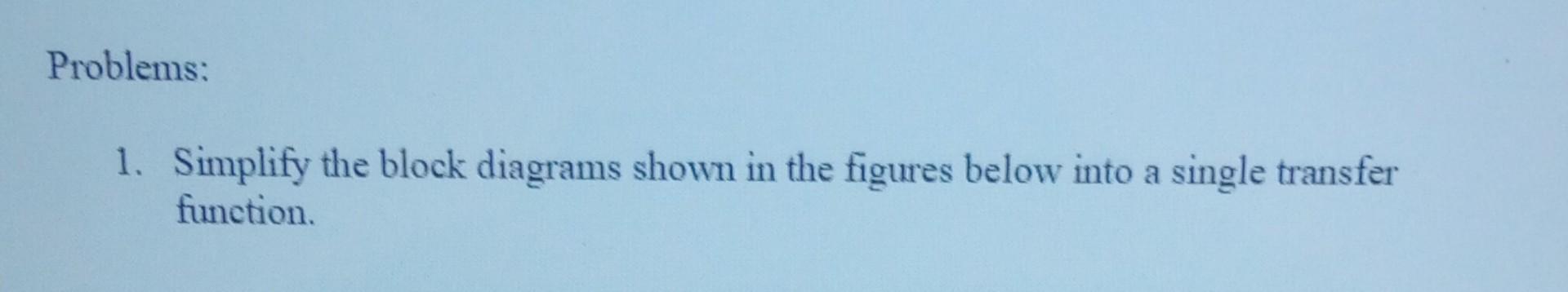 Solved 1. Simplify the block diagrams shown in the figures | Chegg.com