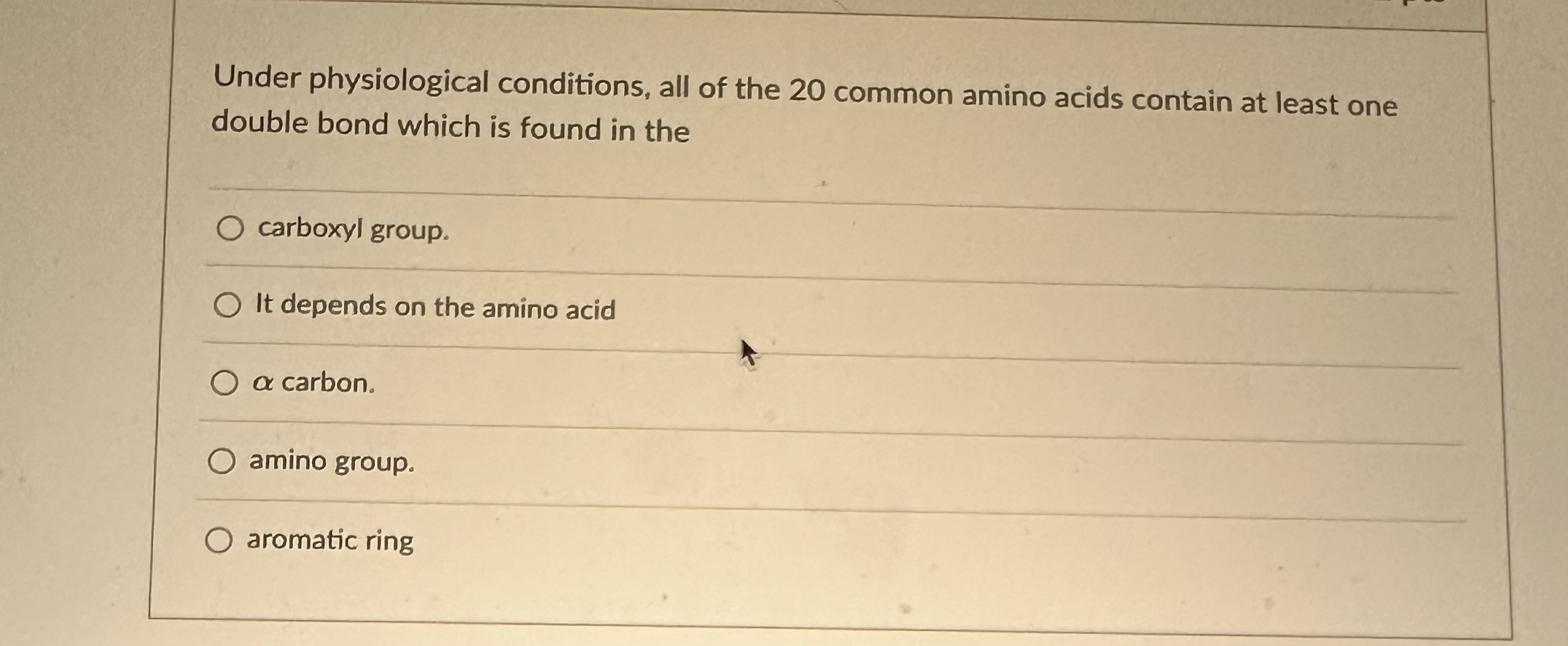 Solved Under physiological conditions, all of the 20 ﻿common | Chegg.com