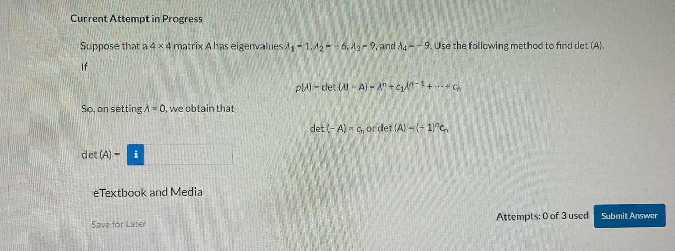 Current Attempt in ProgressSuppose that a 4×4 ﻿matrix | Chegg.com